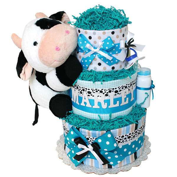 Black and White Cow Diaper Cake – Diaper Cakes Mall