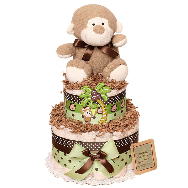 Organic Monkey Diaper Cake – Diaper Cakes Mall