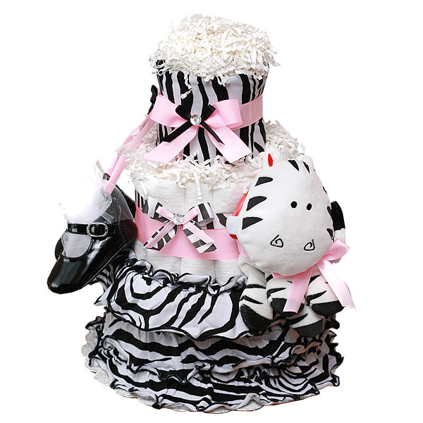 Zebra Diaper Cake for a Girl – Diaper Cakes Mall