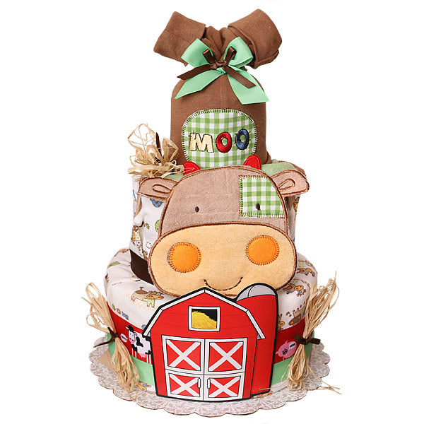 Red Barn Cow Diaper Cake – Diaper Cakes Mall