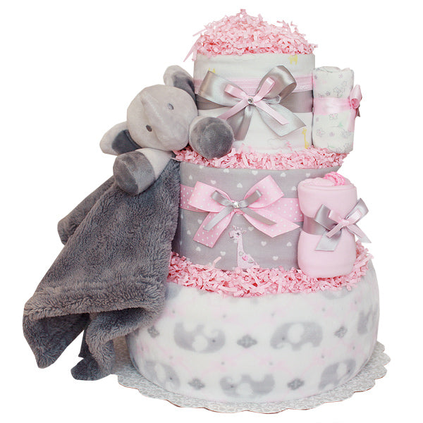 Cute Little Elephant Jungle Girl Diaper Cake – Diaper Cakes Mall