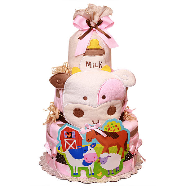 Pink Cow Farm Diaper Cake – Diaper Cakes Mall