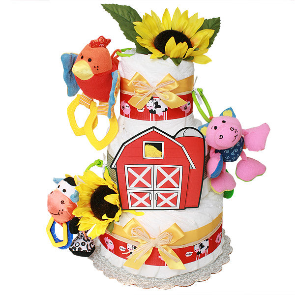 Farm Animals Red Barn Diaper Cake – Diaper Cakes Mall